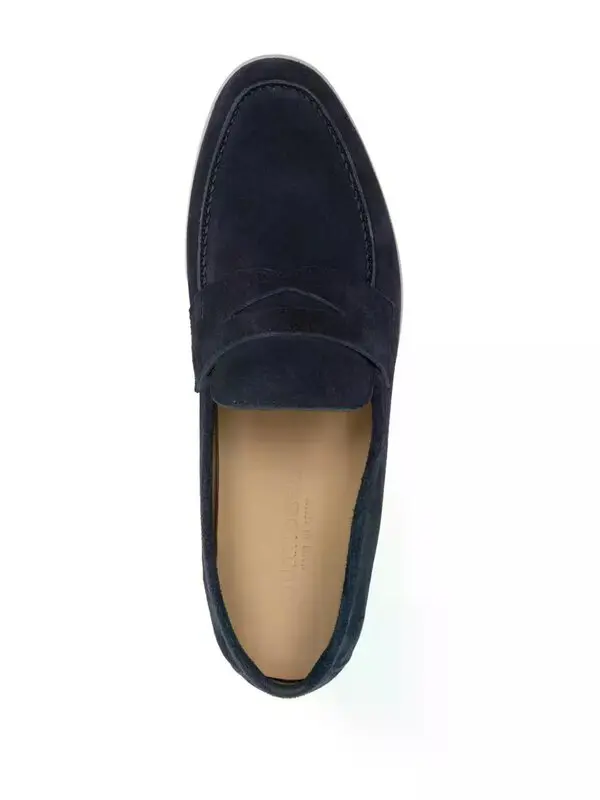 SCAROSSO Luciano Suede Penny Loafers - Blue