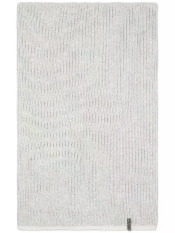 Brunello Cucinelli English Rib Cashmere Scarf - Grey