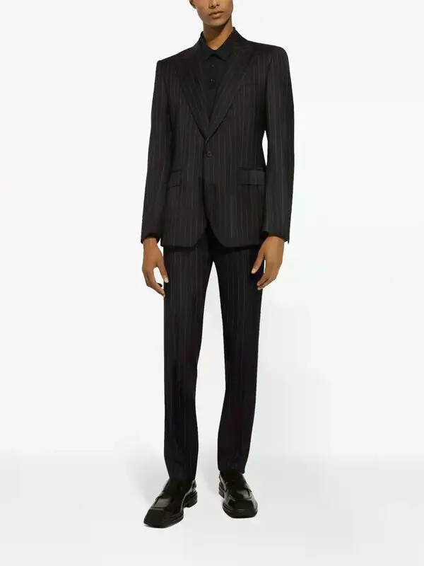 Dolce & Gabbana Striped Single-breasted Blazer - Black