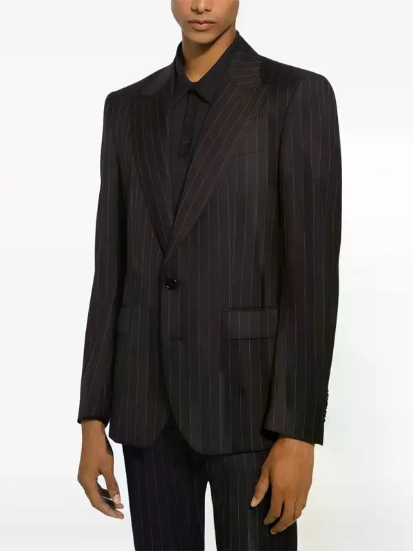 Dolce & Gabbana Striped Single-breasted Blazer - Black