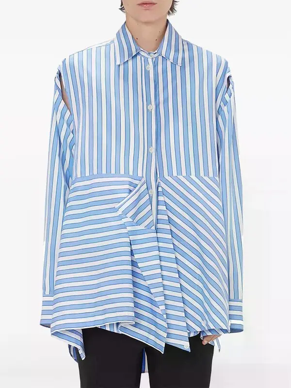 JW Anderson Striped Draped Cotton Shirt