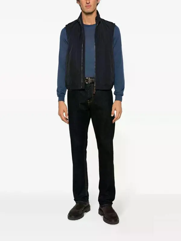 Canali Fine-knit Crew-neck Jumper - Blue