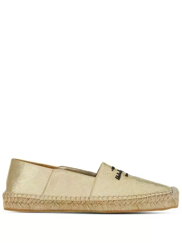 FERRAGAMO Logo-embroidered Metallic Espadrilles