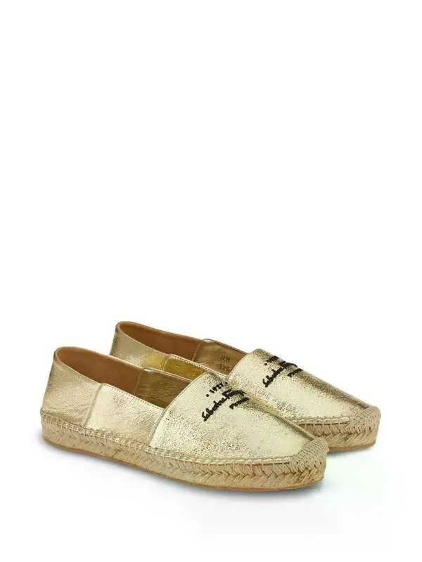 FERRAGAMO Logo-embroidered Metallic Espadrilles