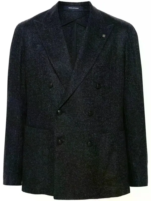 Tagliatore Herringbone Virgin Wool-blend Blazer - Blue