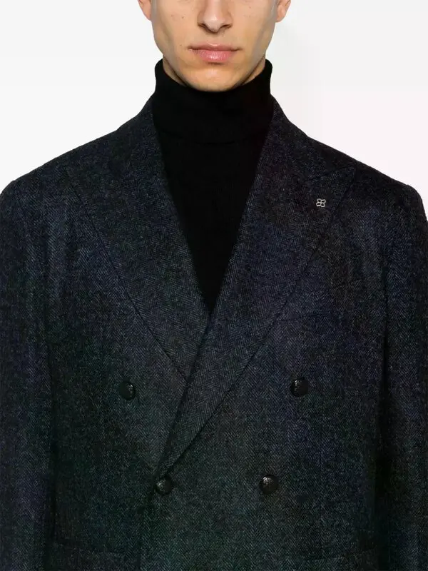 Tagliatore Herringbone Virgin Wool-blend Blazer - Blue