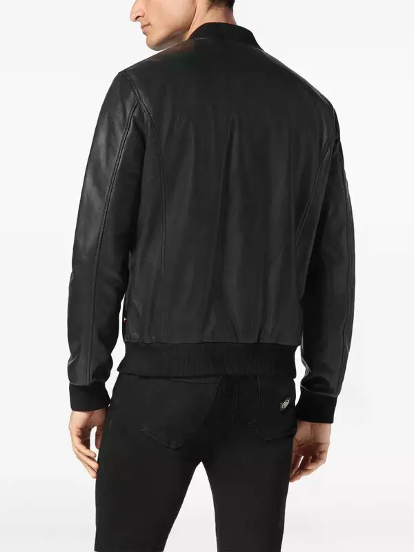 Philipp Plein Logo-patch Leather Jacket