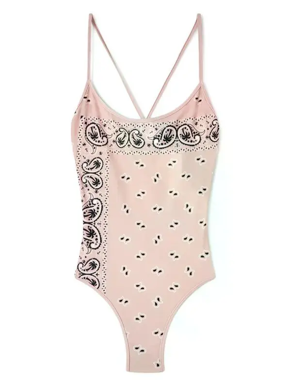 Palm Angels Paisley-print Criss-cross Swimsuit - Pink