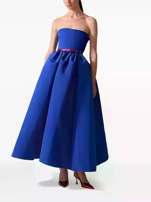 Carolina Herrera Strapless Corset Midi Dress