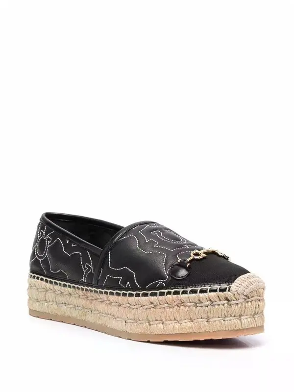 FERRAGAMO Gancini Logo-embroidered Espadrilles
