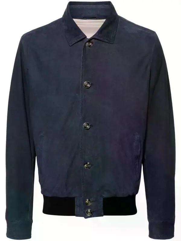 BARBA NAPOLI Spread Collar Suede Jacket