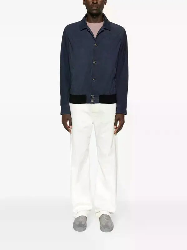 BARBA NAPOLI Spread Collar Suede Jacket