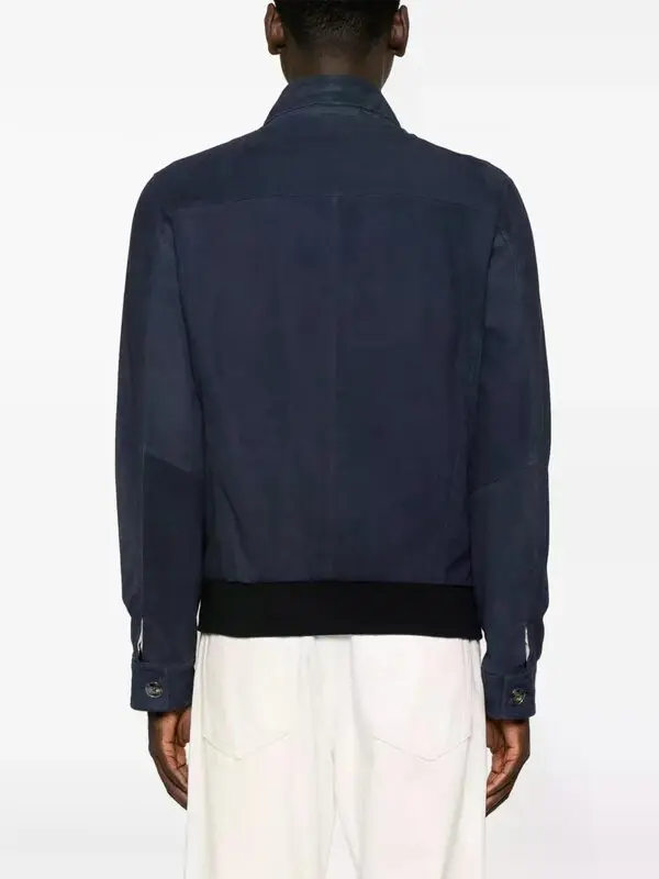 BARBA NAPOLI Spread Collar Suede Jacket