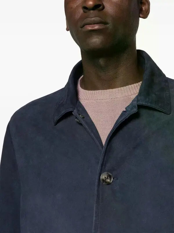 BARBA NAPOLI Spread Collar Suede Jacket