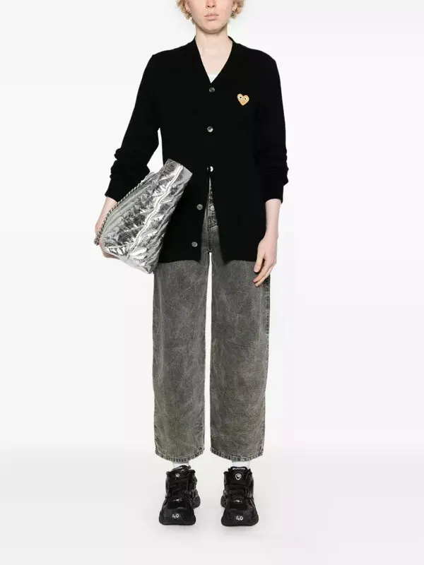 Play Comme Des Garcon Heart Patch Wool Cardigan