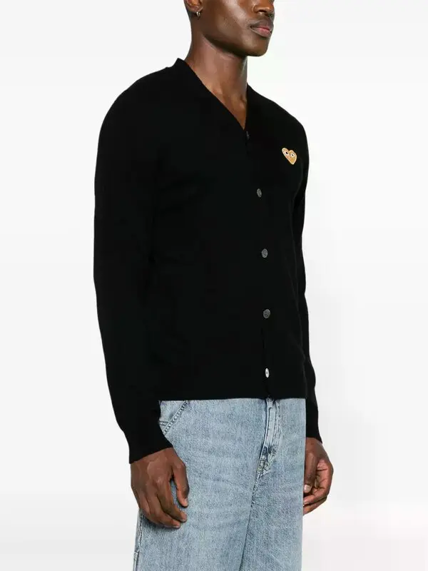 Play Comme Des Garcon Heart Patch Wool Cardigan