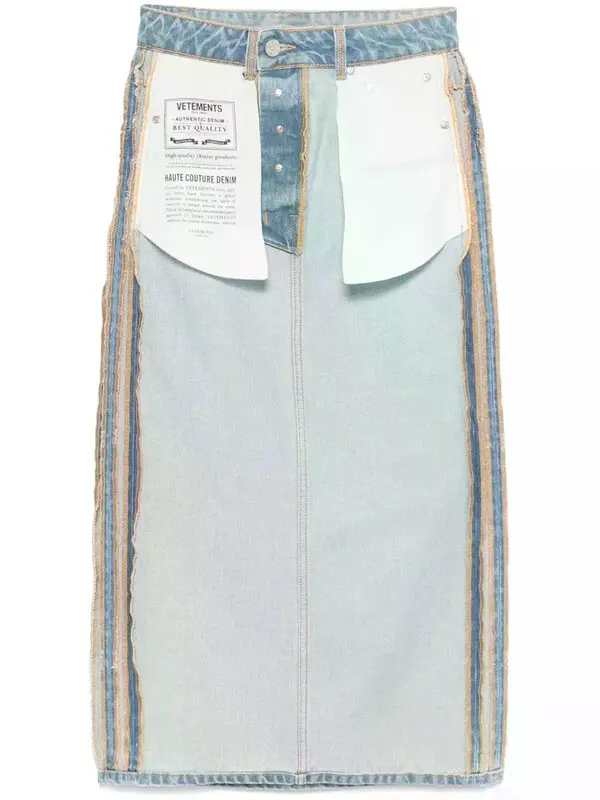 Vetements Inside-out Denim Midi Skirt - Blue