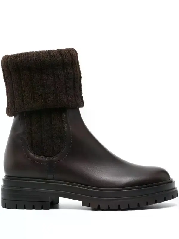 GIANVITO ROSSI Ribbed-knit Chelsea Boots - Brown