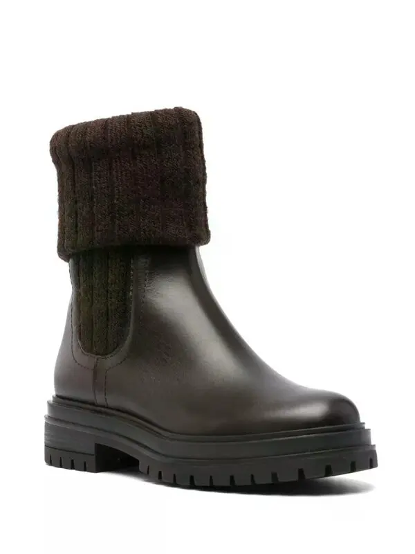 GIANVITO ROSSI Ribbed-knit Chelsea Boots - Brown