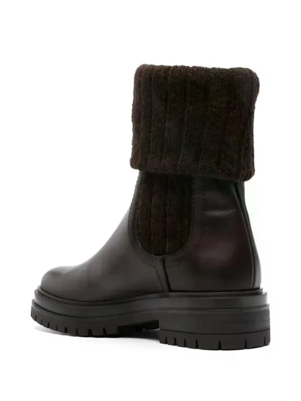 GIANVITO ROSSI Ribbed-knit Chelsea Boots - Brown