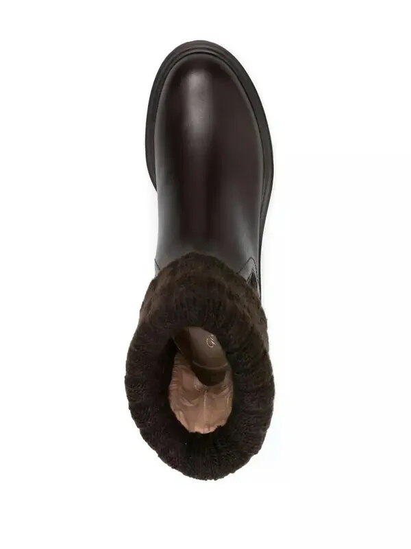 GIANVITO ROSSI Ribbed-knit Chelsea Boots - Brown