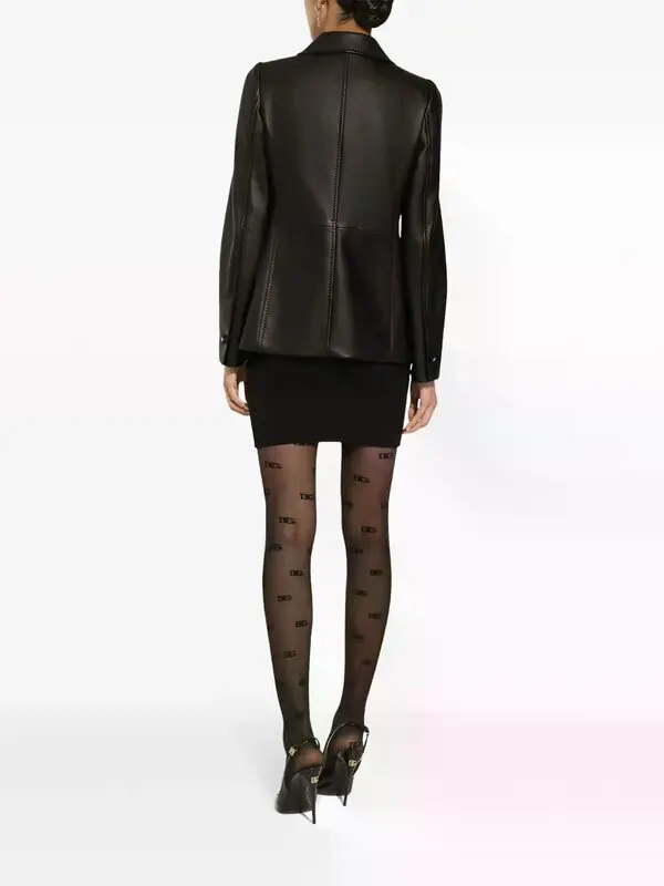 Dolce & Gabbana Button-embossed Leather Jacket