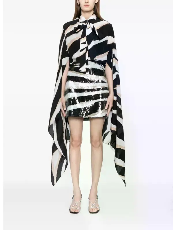 Elie Saab Zebra-print Sequin-embellished Miniskirt