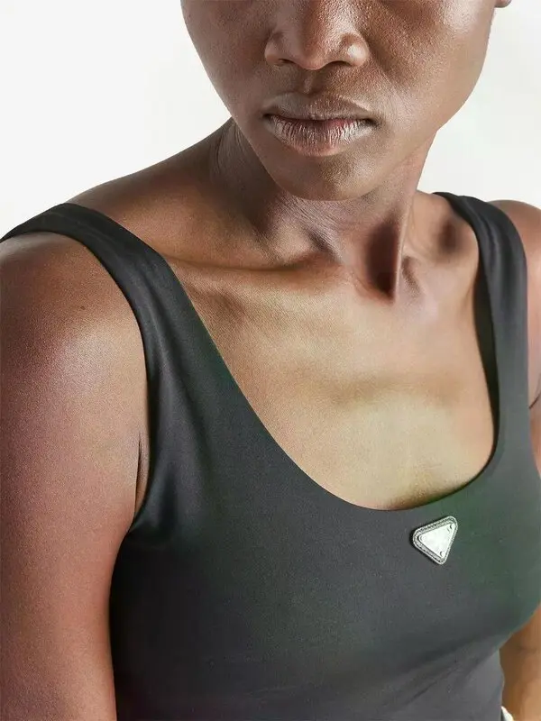 Prada Triangle-logo Jersey Crop Top