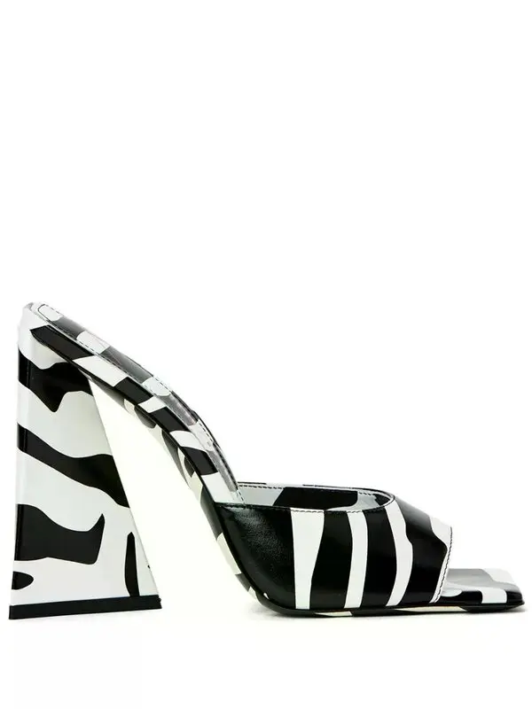 Attico Devon Zebra-print Sandals - Black
