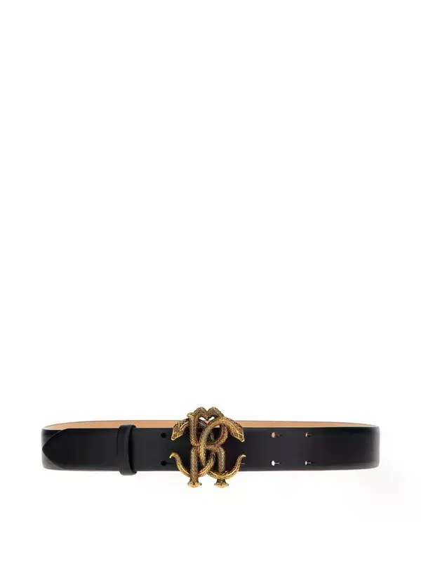 Roberto Cavalli Logo-buckle Leather Belt - Black