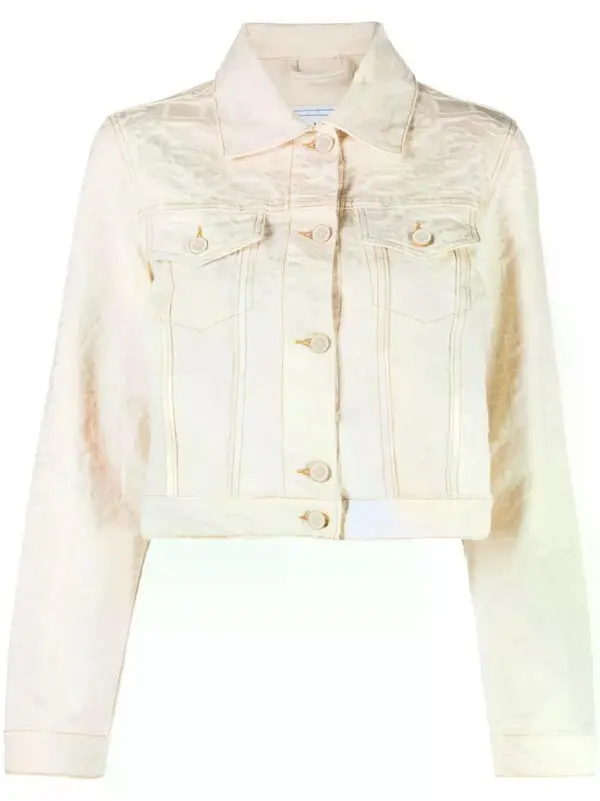 Casablanca Cropped Denim Jacket - Neutrals