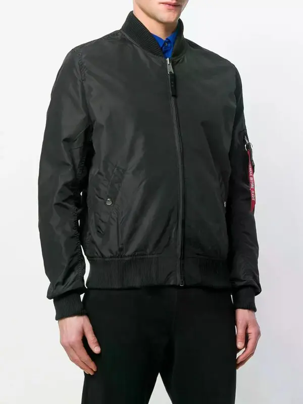 Alpha Industries Zipped Bomber Jacket - Black