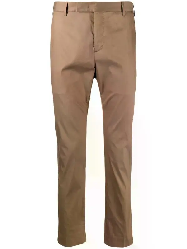 PT TORINO Cropped Slim-fit Chinos - Brown