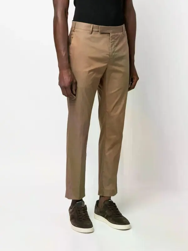 PT TORINO Cropped Slim-fit Chinos - Brown