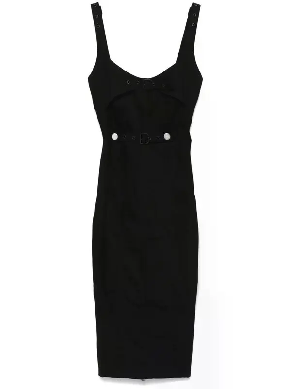 MUGLER Panelled Denim Midi Dress - Black