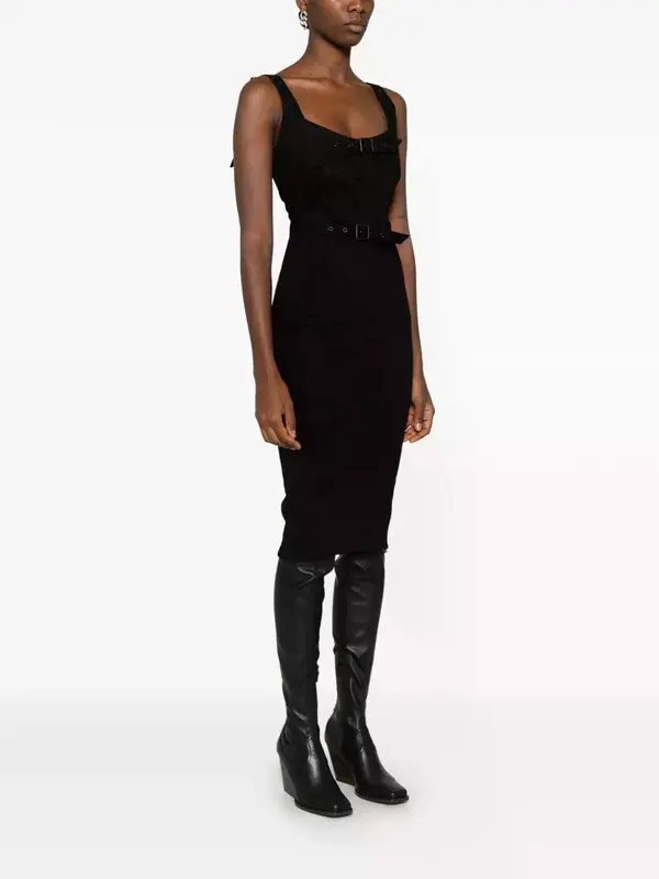 MUGLER Panelled Denim Midi Dress - Black