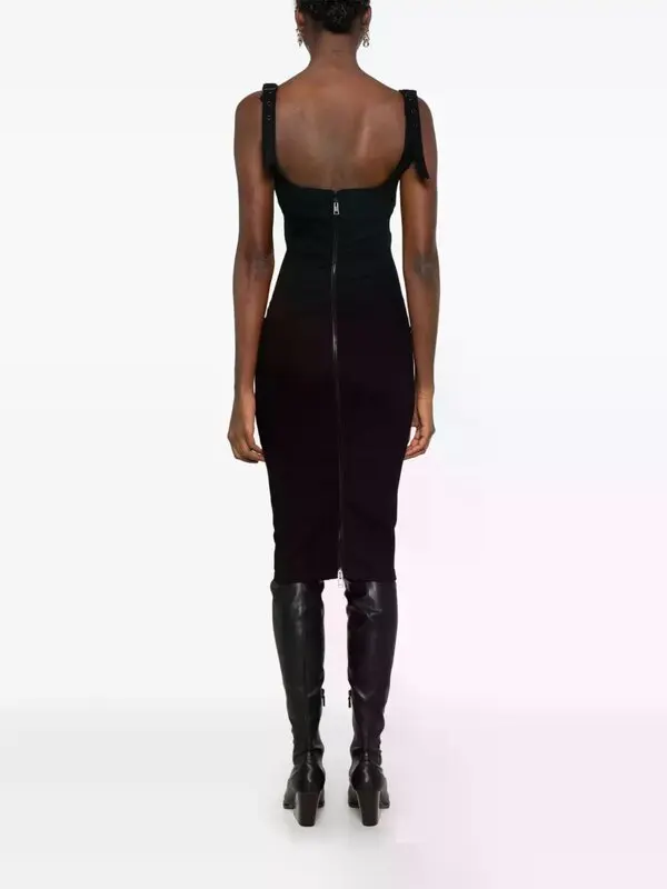 MUGLER Panelled Denim Midi Dress - Black