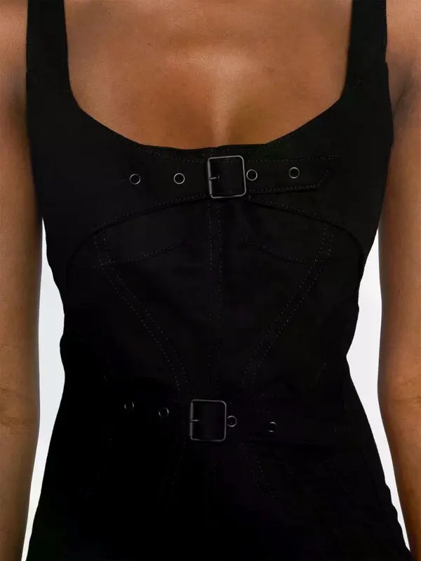 MUGLER Panelled Denim Midi Dress - Black