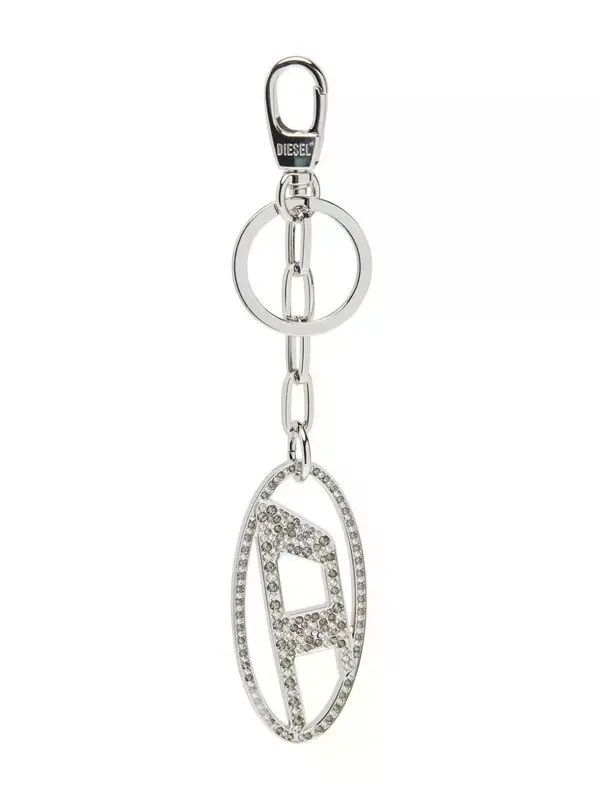 DIESEL® Rhinestone-embellished Keyring - Silver