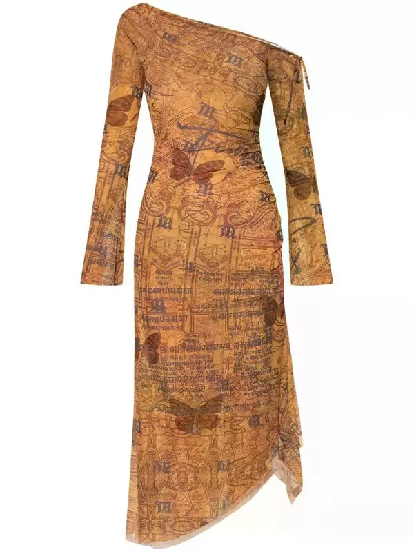 MISBHV Abstract-pattern Print Midi Dress