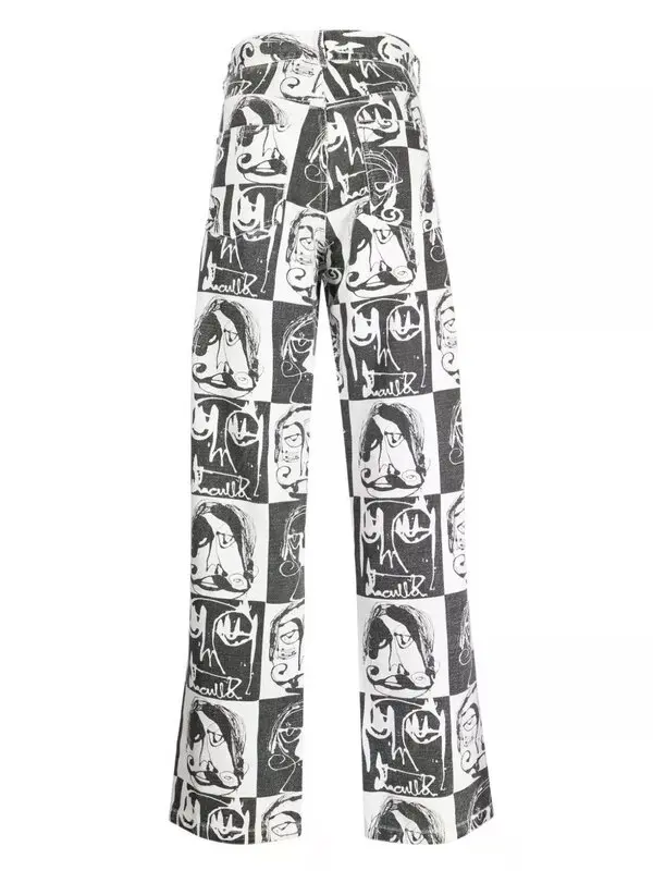 HACULLA. Checkerboard Print Wide Leg Jeans