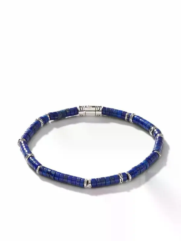 John Hardy Classic Chain Heishi Silver Bead Bracelet - Blue