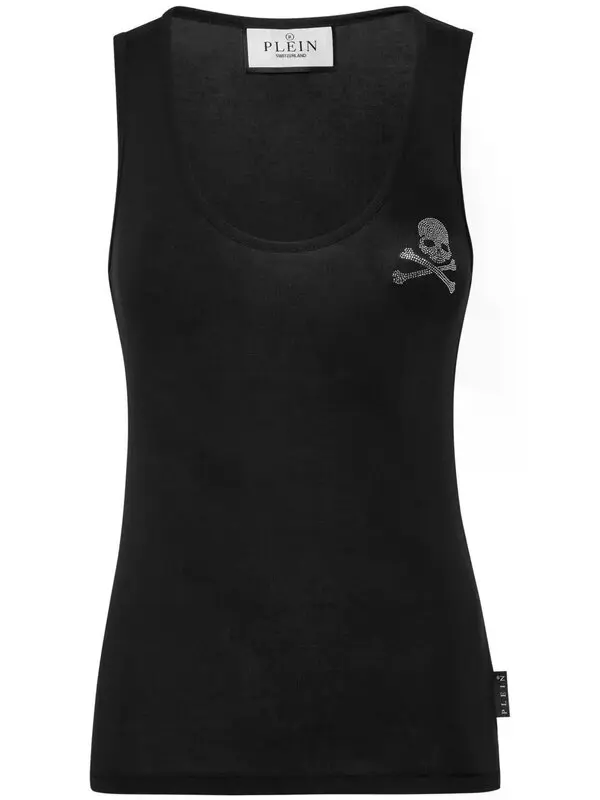 Philipp Plein Crystal-embellished Cotton Tank Top - Black
