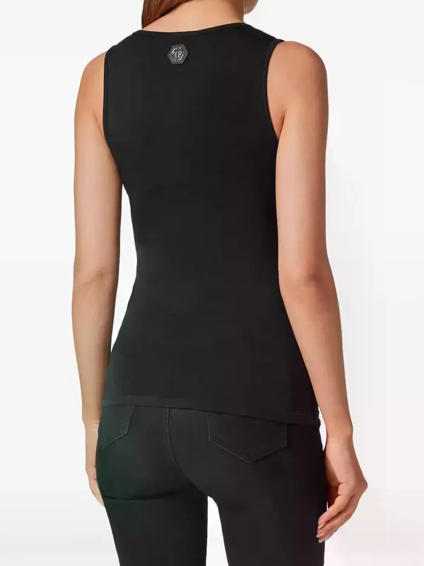 Philipp Plein Crystal-embellished Cotton Tank Top - Black