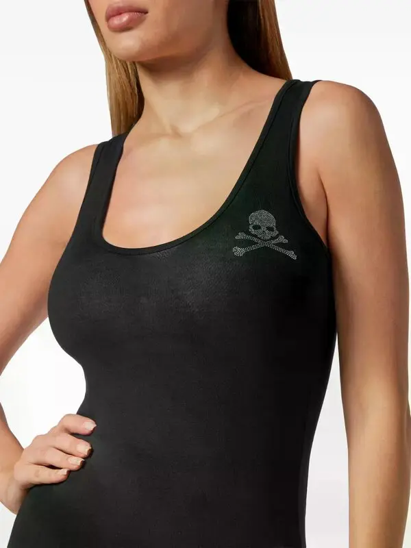 Philipp Plein Crystal-embellished Cotton Tank Top - Black