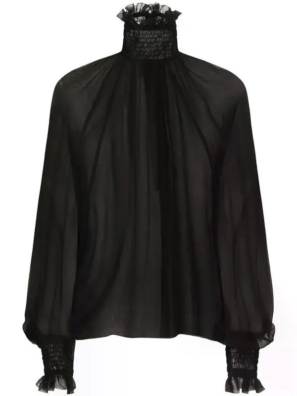 Dolce & Gabbana High-neck Sheer Silk Blouse