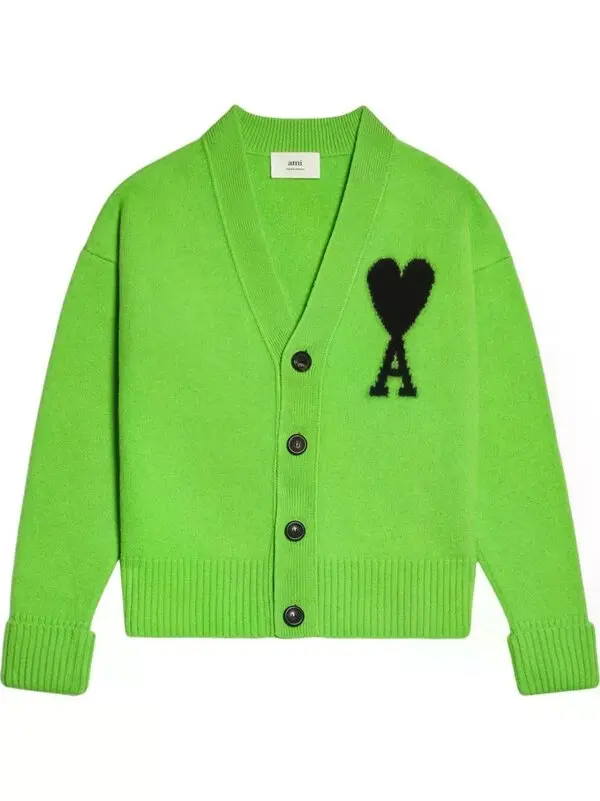 AMI Paris De Coeur Wool Cardigan