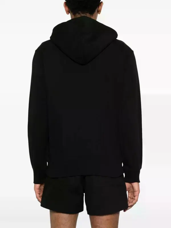 Play Comme Des Garcon Double Heart-patch Zip Hoodie - Black