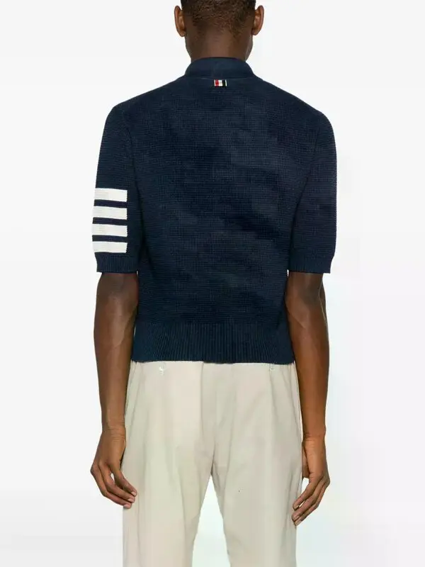 Thom Browne 4-bar Linen-blend Polo - Blue