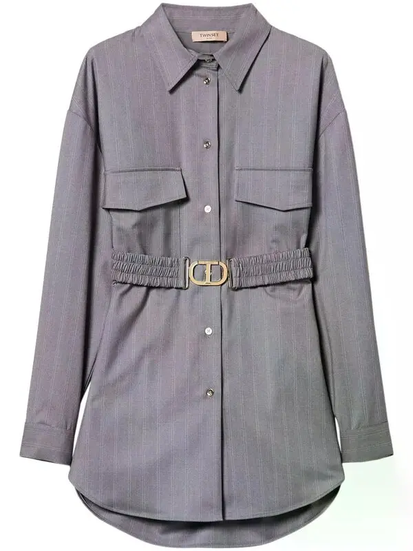 TWINSET Pinstripe-print Belted Shirt